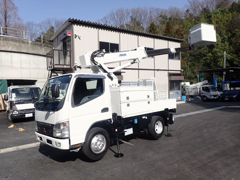 電気工事・通信工事などに！H18 三菱キャンター 高所作業車 アイチSK10B 電工仕様 9.7m FRPバケット 全塗装済 再生中古高所作業車販売 PA-FE73DB 4M50 | 高所作業 ...
