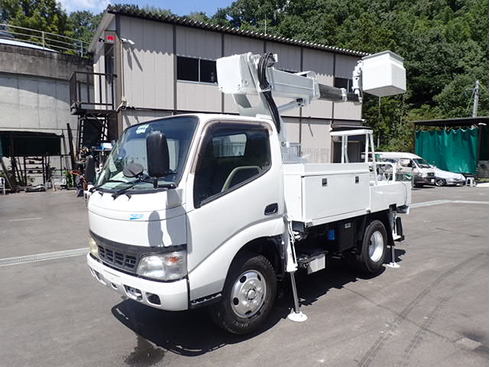 H19 日野デュトロ 高所作業車 アイチSK10B 9.7m エンジン整備・マフラー洗浄・全塗装済!通信工事や各種メンテナンス業、外壁・屋根の施工などに使える9.7mの高所作業車です ...