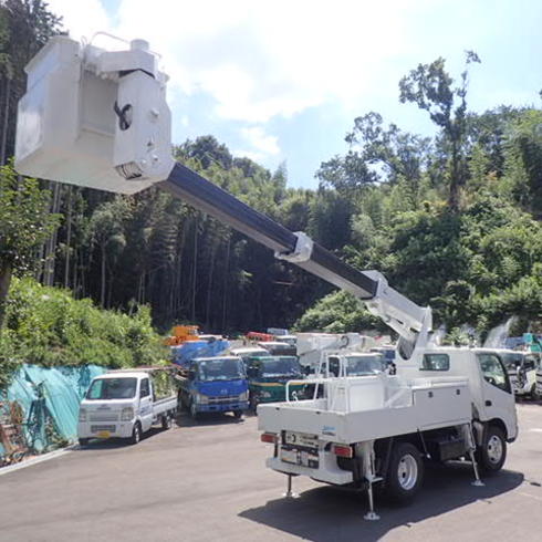 H19 日野デュトロ 高所作業車 アイチSK10B 9.7m エンジン整備・マフラー洗浄・全塗装済!通信工事や各種メンテナンス業、外壁・屋根の施工などに使える9.7mの高所作業車です ...